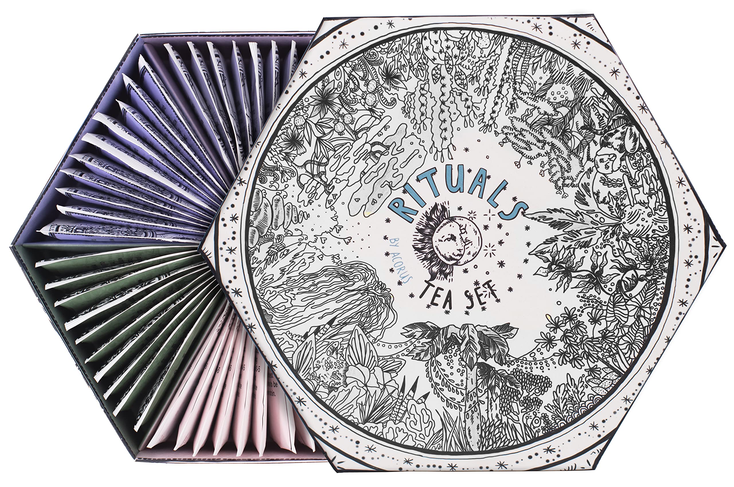 ACORUS | Rituals Tea Set | Natural Assorted Tea Hamper Box | Tea Gift Set of 6 Different Teas | Herbal and Fruit Tea Sampler | Tea Variety Pack | 60 Tea Bags