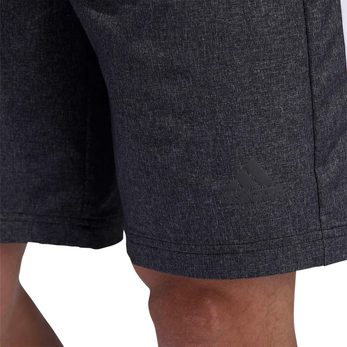 adidas Men’s Woven Active Short (Black/White Stripe, Large)