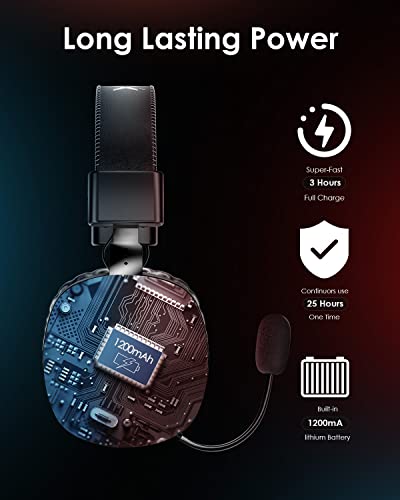 EasySMX Wireless Gaming Headset with Detachable Noise Cancelling Microphone, 2.4G Bluetooth & 3.5mm Wired Jack 3 Modes RGB Wireless Gaming Headphones for PS5/PS4/PC, Mac, Switch, Phone