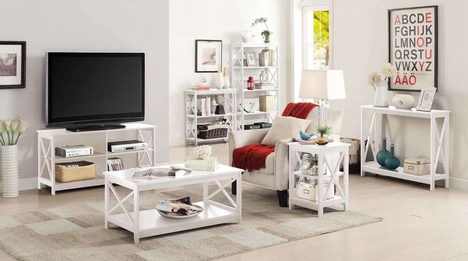 Convenience Concepts Oxford 3 Tier Bookcase, White