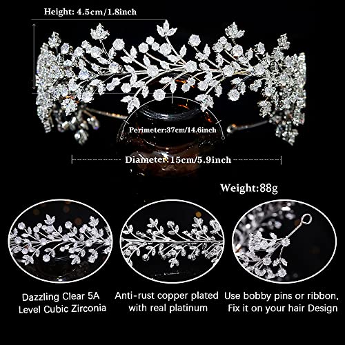 Aoligrace CZ Bride Headband Birthday Party Headpiece Silver Gold Cubic Zirconia Bridal Headwear Wedding Hair Accessories