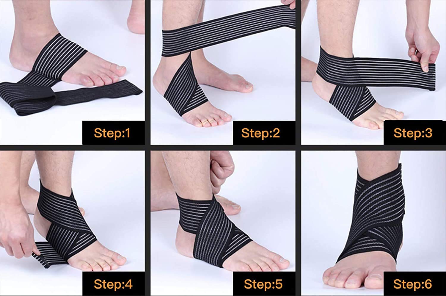 Ankle Brace Bandage, Elastic Breathable Compression Wrap Ankle Support Sleeves, Adjustable Ankle Support Brace Sleeve for Arthritis Reduce Swelling Basketball Sports Joint Pain Injury Recovery, 2 Pack