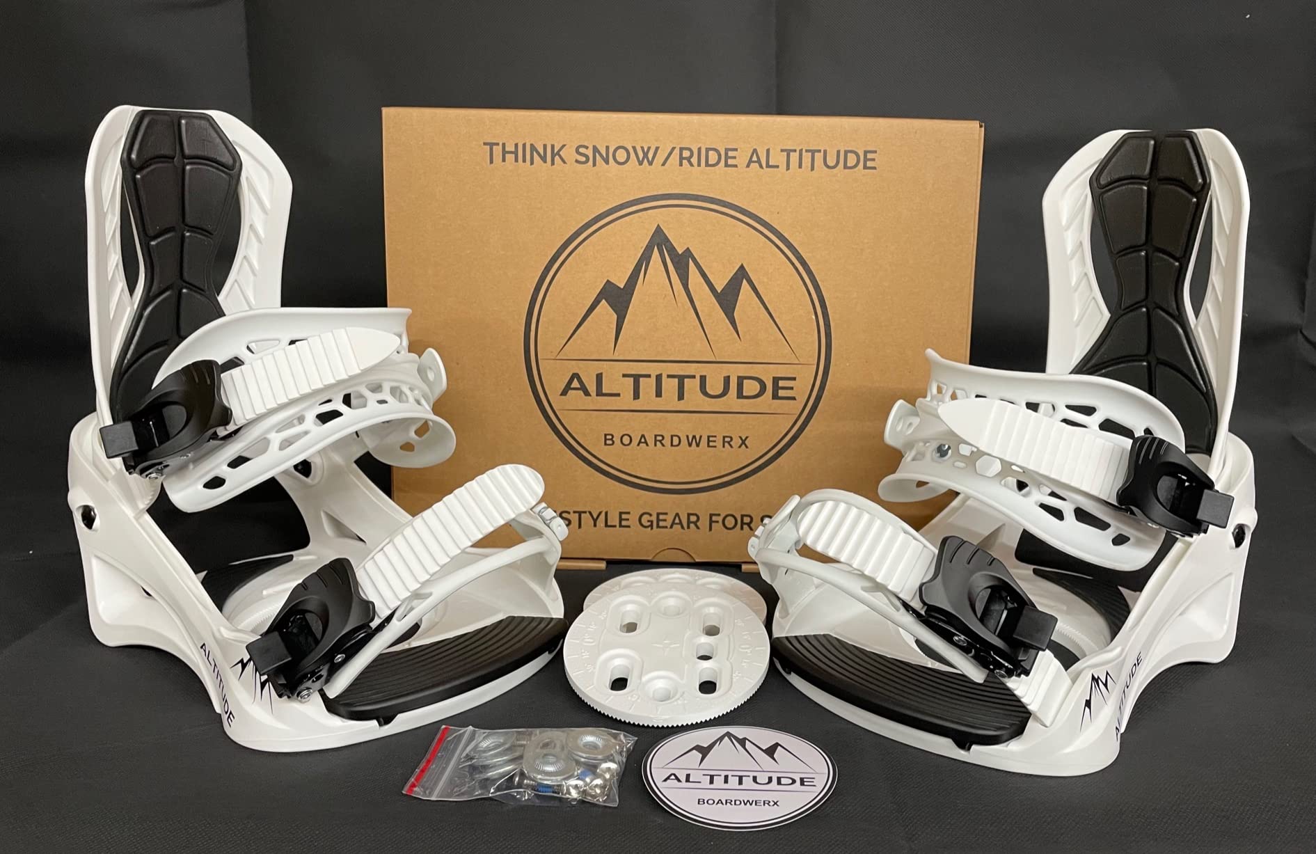 ALTITUDE "Rider 4X4 Burton 3D EST Snowboard BINDINGS (White) S/M Men 6-8.5 Women 7-9.5