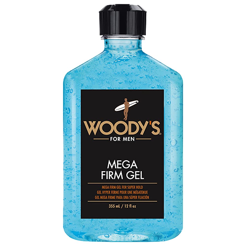 Woody's Mega Firm Hair Styling Gel for Men, Alcohol-free, Creates Body and Shine with Strong Hold Hair Gel -12 fl oz, 1 pc