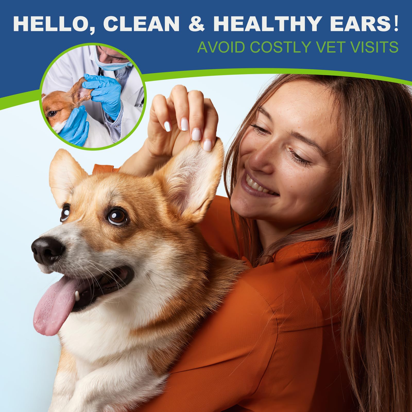 BALORIZ Dog Ear Cleaner Wipes, Dog Ear Wipes Finger for Dogs & Cats, Gently Remove Ear Wax, Sooths & Deodorize, Relieve Ear Itching, Pet Supplies Easy to Use Fresh Coconut Scent, 60 Count