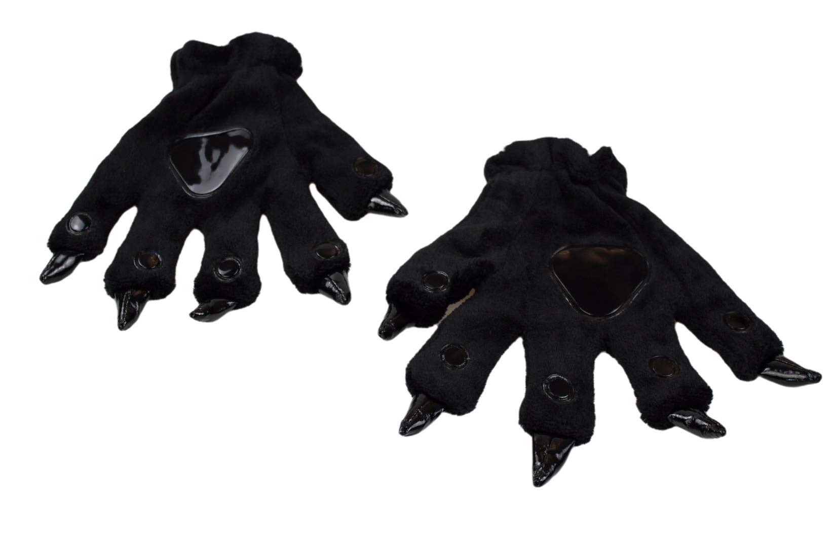 Akanbou Animal Paw Claw Hand Gloves Halloween Cosplay Costume Warm Plush Gloves (Yellow)