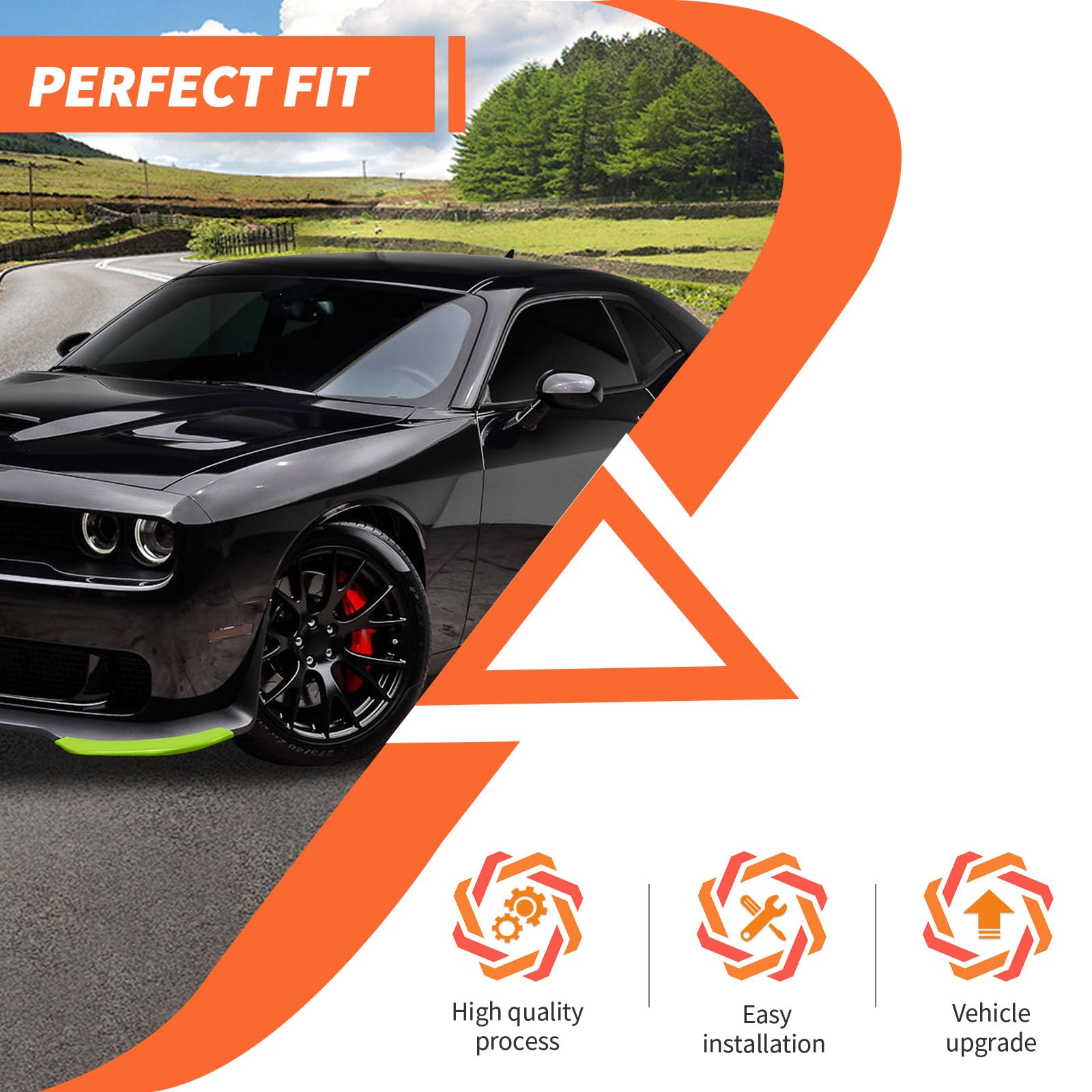 Amayum Front Bumper Lip Splitter Protector Cover Compatible with 2015-2023 Dodge Challenger SRT, SRT Hellcat, SRT 392, Scat Pack(Red)
