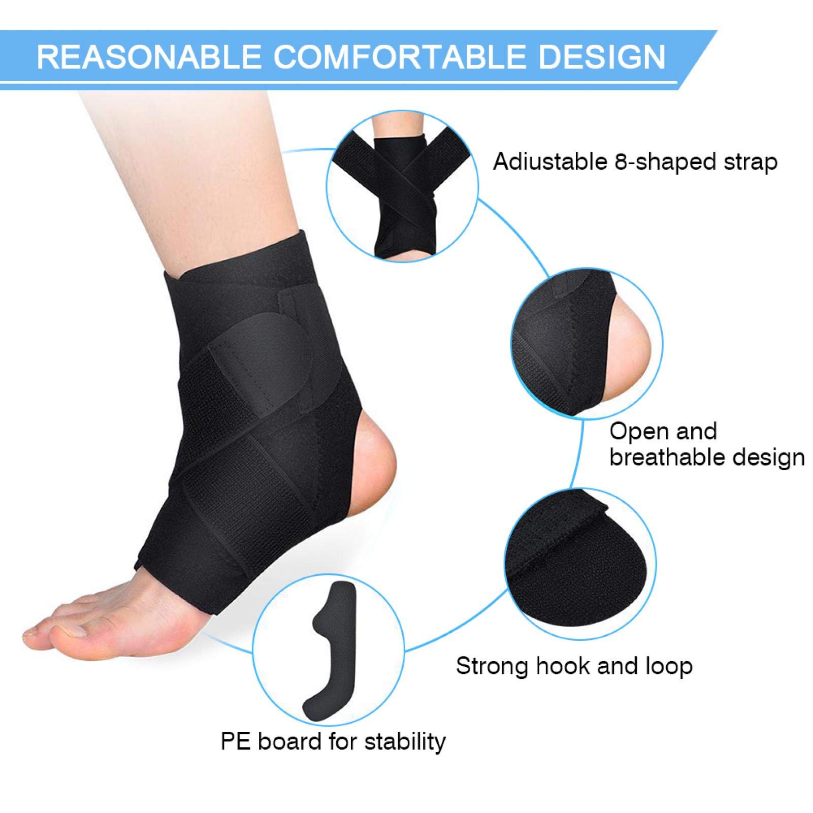 Ankle Support Brace, Adjustable Breathable Elastic Stabiling Ligaments Foot Sleeve for Running, Basketball, Injury Recovery, Sprain, Men and Women