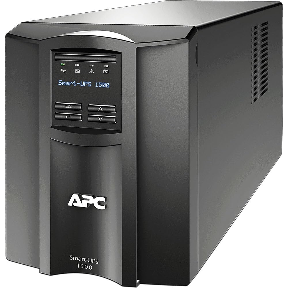 APC 1500VA Smart UPS with SmartConnect, SMT1500C Sinewave UPS Battery Backup, AVR, 120V, Line Interactive Uninterruptible Power Supply with Ethernet Cable, Wire Ties & Cleaning Kit