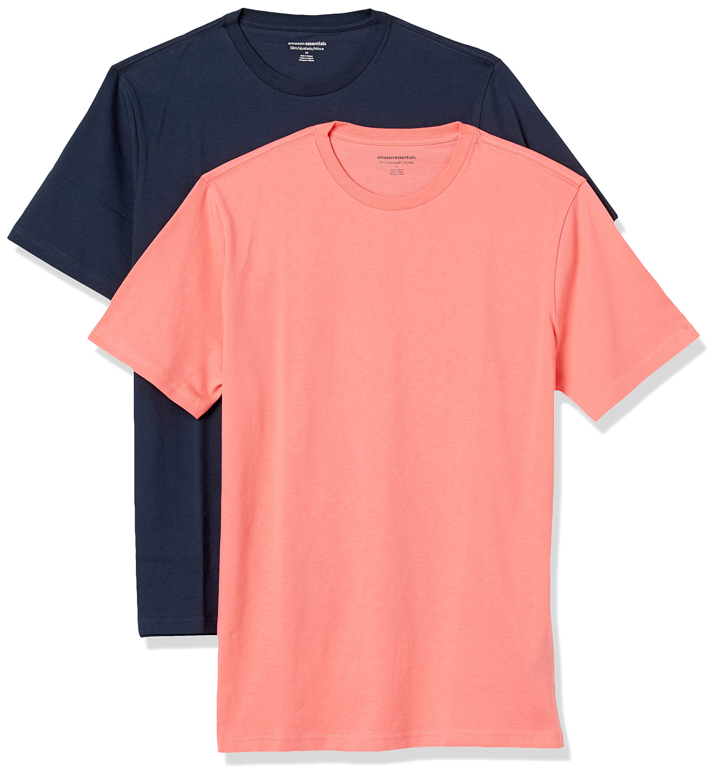 Amazon Essentials Men's Slim-Fit Short-Sleeve Crewneck T-Shirt, Pack of 2, White, Medium