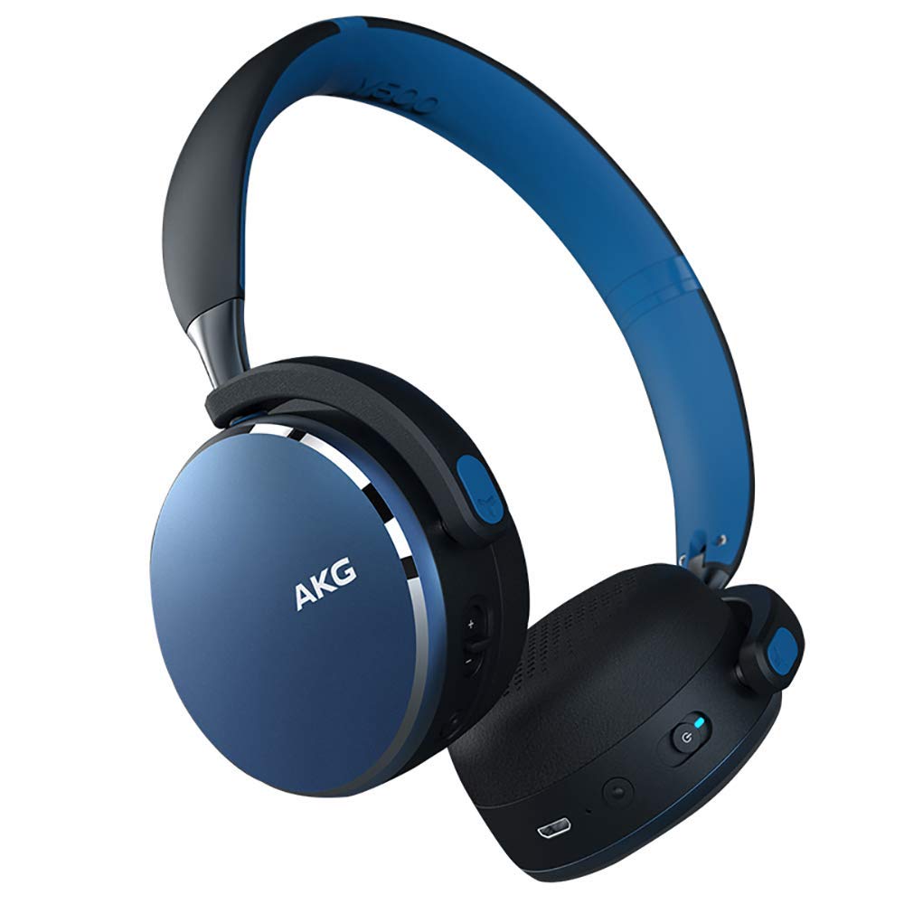 AKG Y500 On-Ear Foldable Wireless Bluetooth Headphones- Blue (US Version) (Renewed)
