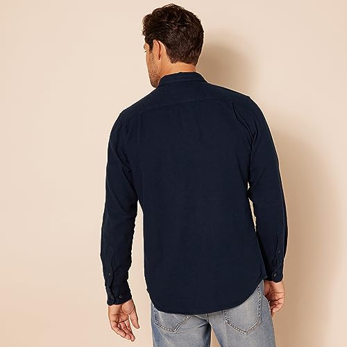 Amazon Essentials Men's Slim-Fit Long-Sleeve Plaid Flannel Shirt (Limited Edition Colors), Navy, X-Large