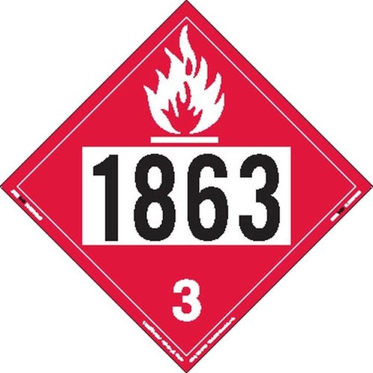 Labelmaster ZRV21863 UN 1863 Flammable Liquid Hazmat Placard, Rigid Vinyl (Pack of 25)