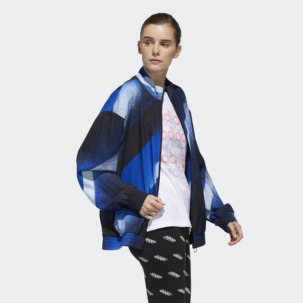 adidas womens Unleash Confidence Woven Track Top Black/Blue/Sky/Sky XX-Large