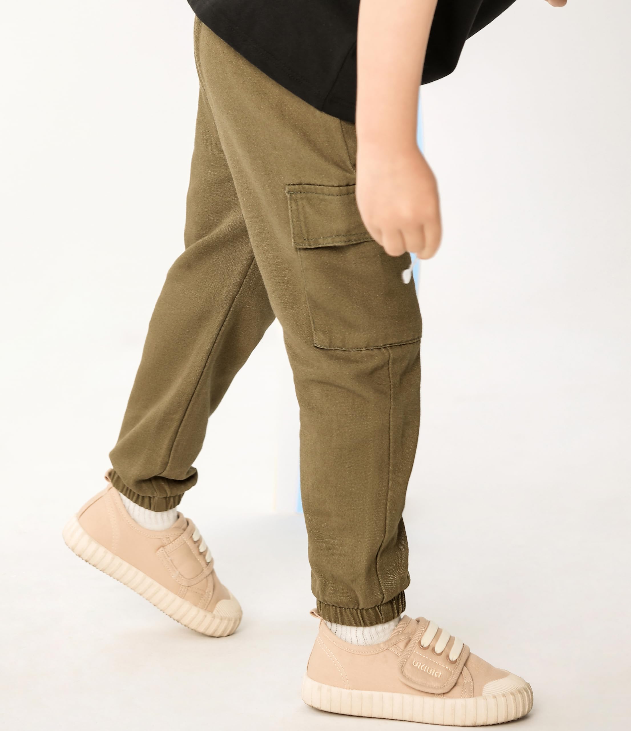 Feidoog Toddler Baby Boys 2 Pack Sweatpants Solid Cotton Elastic Waist Trousers Active Jogger Pants,Green+Coffee,3-4T