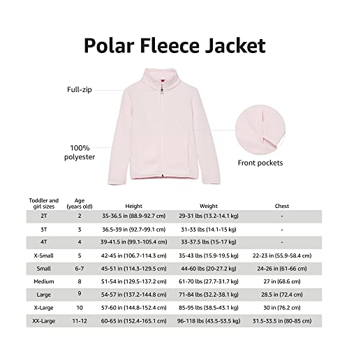 Amazon Essentials Girls' Polar Fleece Full-Zip Mock Jacket, Pink, X-Small