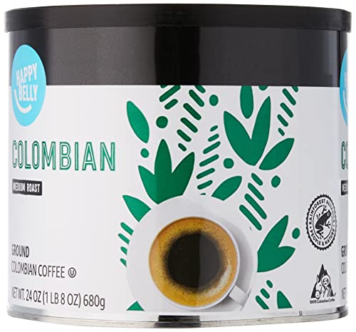 Amazon Brand - Happy Belly Colombian Canister Ground Coffee, Medium Roast, 1.5 pound (Pack of 1)