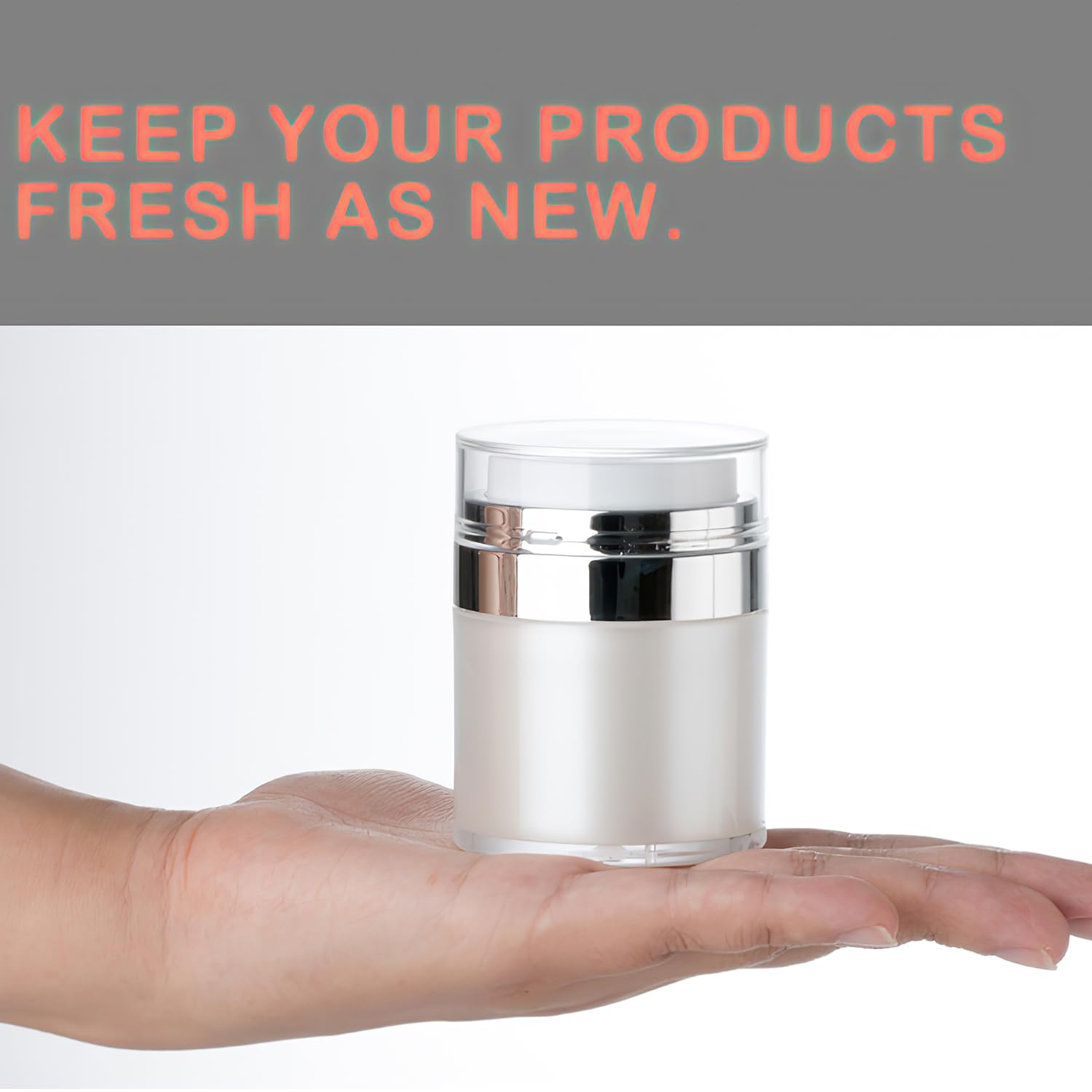 Airless Pump Jar, Airless Pump Bottles, Drunk Elephant Container, Moisturizer Container Used for Lotions, Creams, Serums, And Makeup, Travel Containers Push Down Pump Dispenser 1.7 OZ
