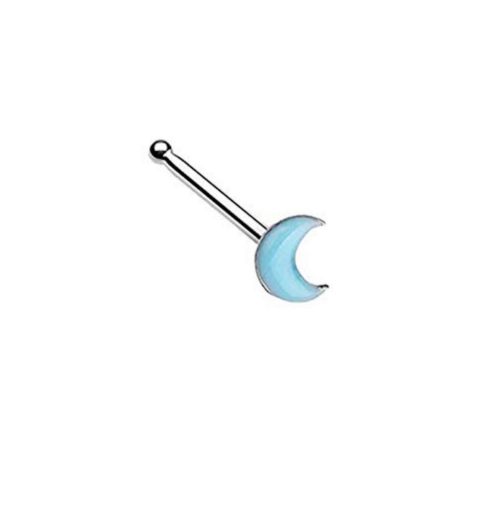 Amelia Fashion 20GA Illuminating Glow in the Dark MoonTop Nose Bone Stud 316L Surgical Steel (Choose Color) (Yellow)
