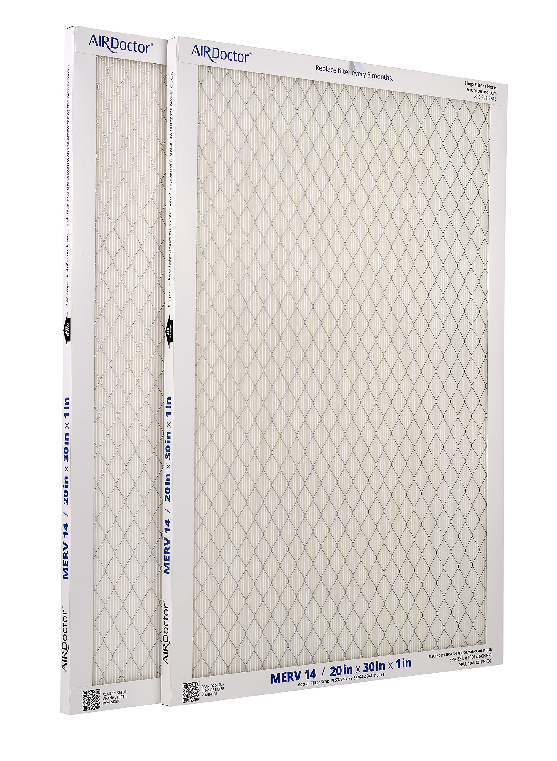 AirDoctor MERV 14 HVAC Pleated Filter Available in 6 Sizes. Captures 96% of Pollutants 1-3 Micron in Size. Captures Impurities From Air to Protect Your HVAC System and Purify Air in Your Home.