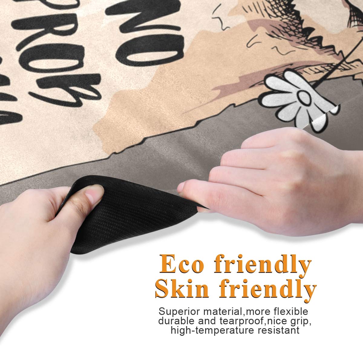ALAZA Llama W/Sunglasses Chamomile Quote No Prob Nonslip Yoga Mat Towel with Grip Dots for Women Men