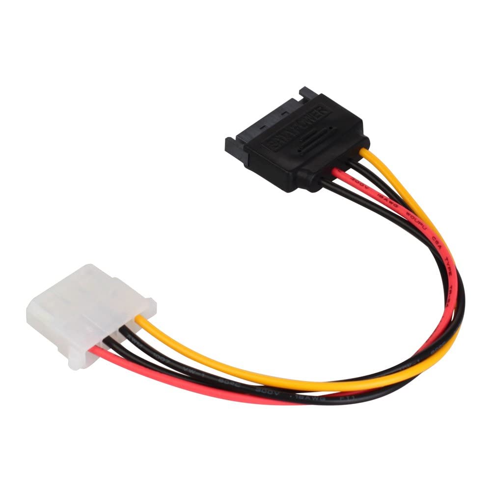 SATA to 4 Pin Power Cable Adapter 3 Pack SATA 15 Pin Male to Molex LP4 Female Power Cable -7-inch