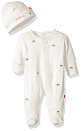 Magnificent Baby Unisex Baby Magnetic Embroidered and Hat Set Footie, Cream Elephant, 3 Months US