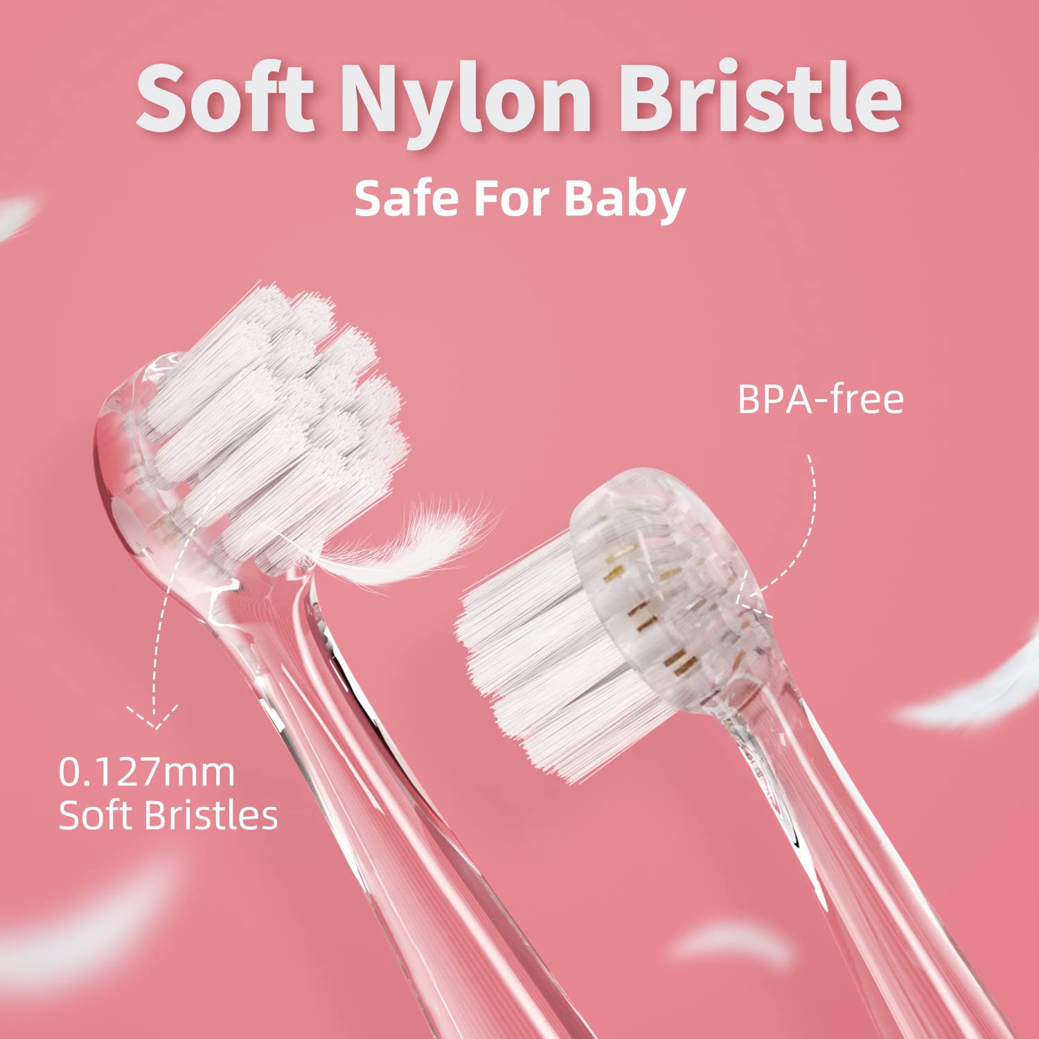 SEAGO Baby Electric Toothbrush SG-513AC with 4 Replacement Heads (Pink-A)
