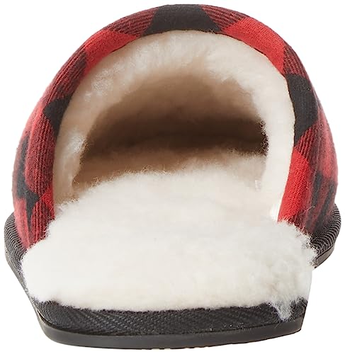 Amazon Essentials Men's Cozy Slipper, Black Red Buffalo Check, 11
