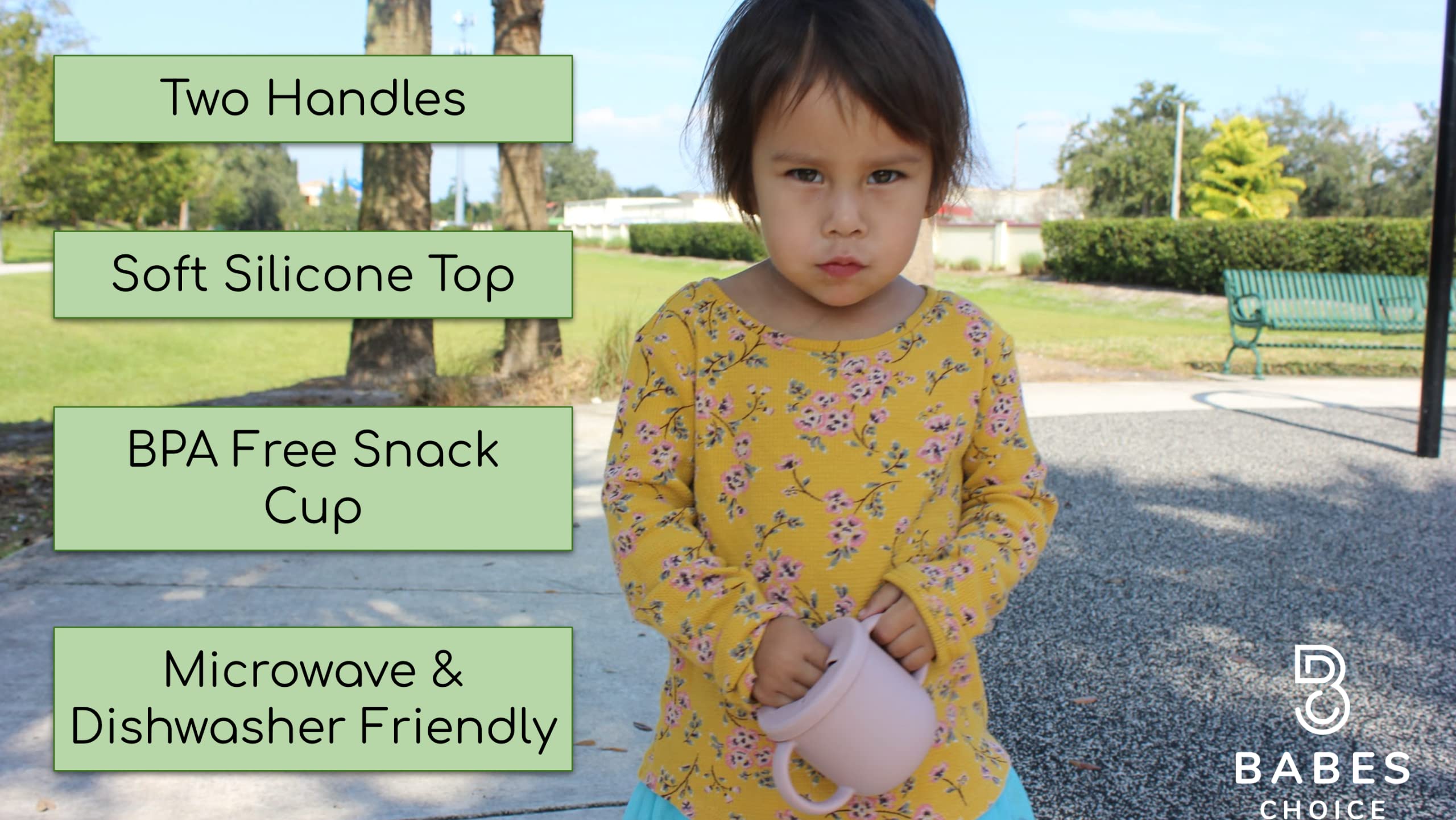 Babes Choice Straw Cup for Toddler Baby Silicone Teether Straw Sippy Cup Snack Cup No Spill with 2 Handles BPA Free 8 Oz (Nude & Pink)