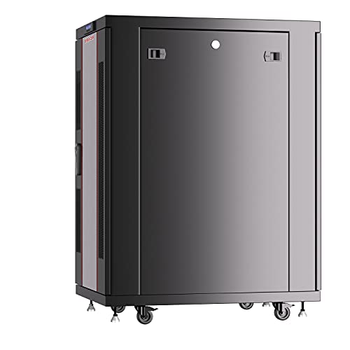 Server Rack - Locking Cabinet - Network Rack Cabinet Enclosure - 27U - Rack Mount - 32 Inch Deep - Server Cabinet - on Casters - Rack Shelf - Cooling Fan - Thermostat - Sysracks - SRF