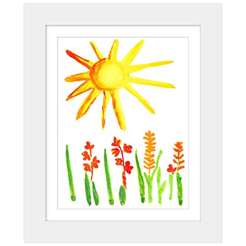 Americanflat 10x12.5 Kids Art Frame - Front Loading Picture Frame - Use as 8.5x11 Frame with Mat or 10x12.5 Frame Without Mat - My Mini Masterpiece - Holds 100 Artworks - White
