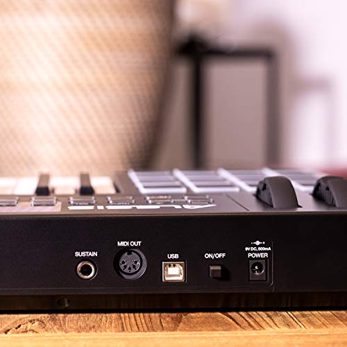 Alesis VI25 - 25 Key USB MIDI Keyboard Controller with 16 Pads, 8 Assignable Knobs, 24 Buttons and 5-Pin MIDI Out Plus Production Software Included,Black