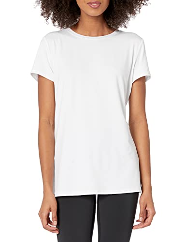 Amazon Essentials Women's Tech Stretch Short-Sleeve Crewneck T-Shirt (Available in Plus Size), Pack of 2, Black/White, Large