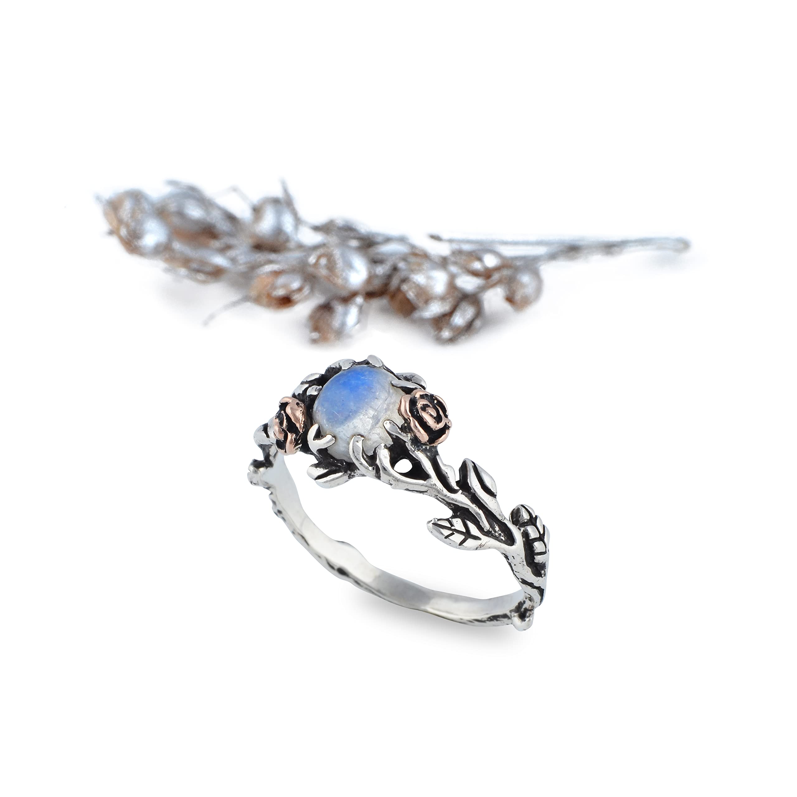 925 Sterling Silver Moonstone Ring "Primrose" | 6mm Rainbow Moonstone ring | Engagement ring | Ring For Women | Handmade (8)