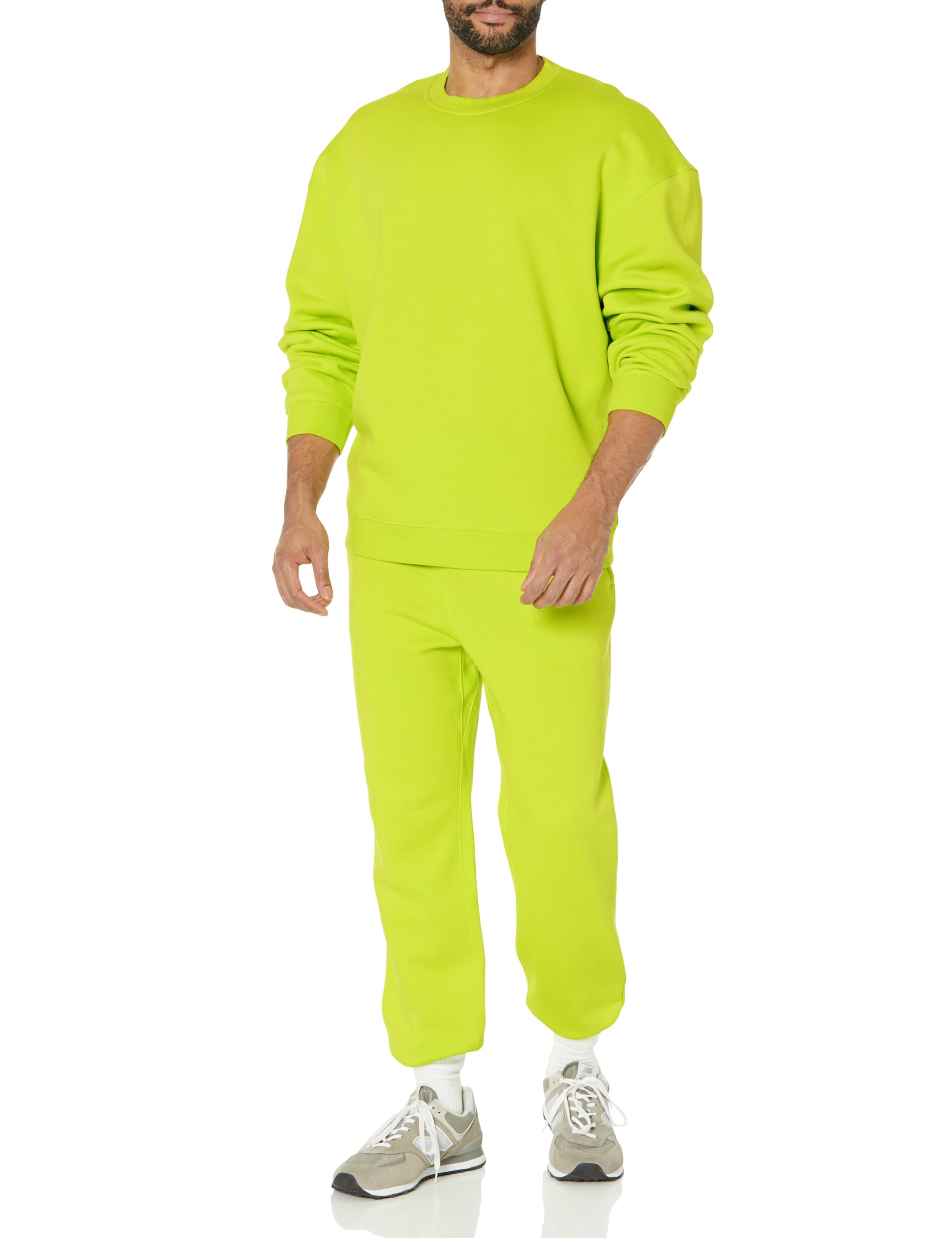 Amazon Essentials Men's Oversized-Fit Crewneck Sweatshirt (Available in Big & Tall), Lime Green, 4X-Large Big