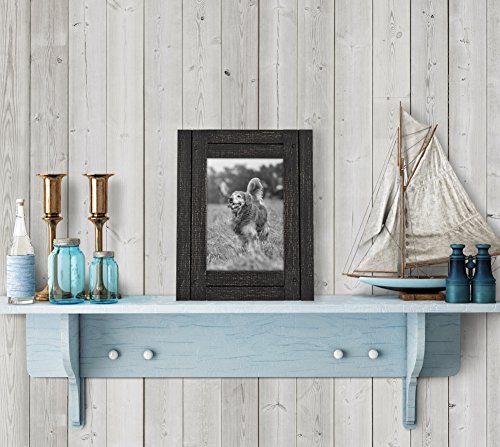 Americanflat 5x7 Picture Frame with Polished, Crystal Clear Glass - Hampton Collection - Distressed Wood Gallery Picture Frames for Tabletop and Wall Display - Charcoal Black