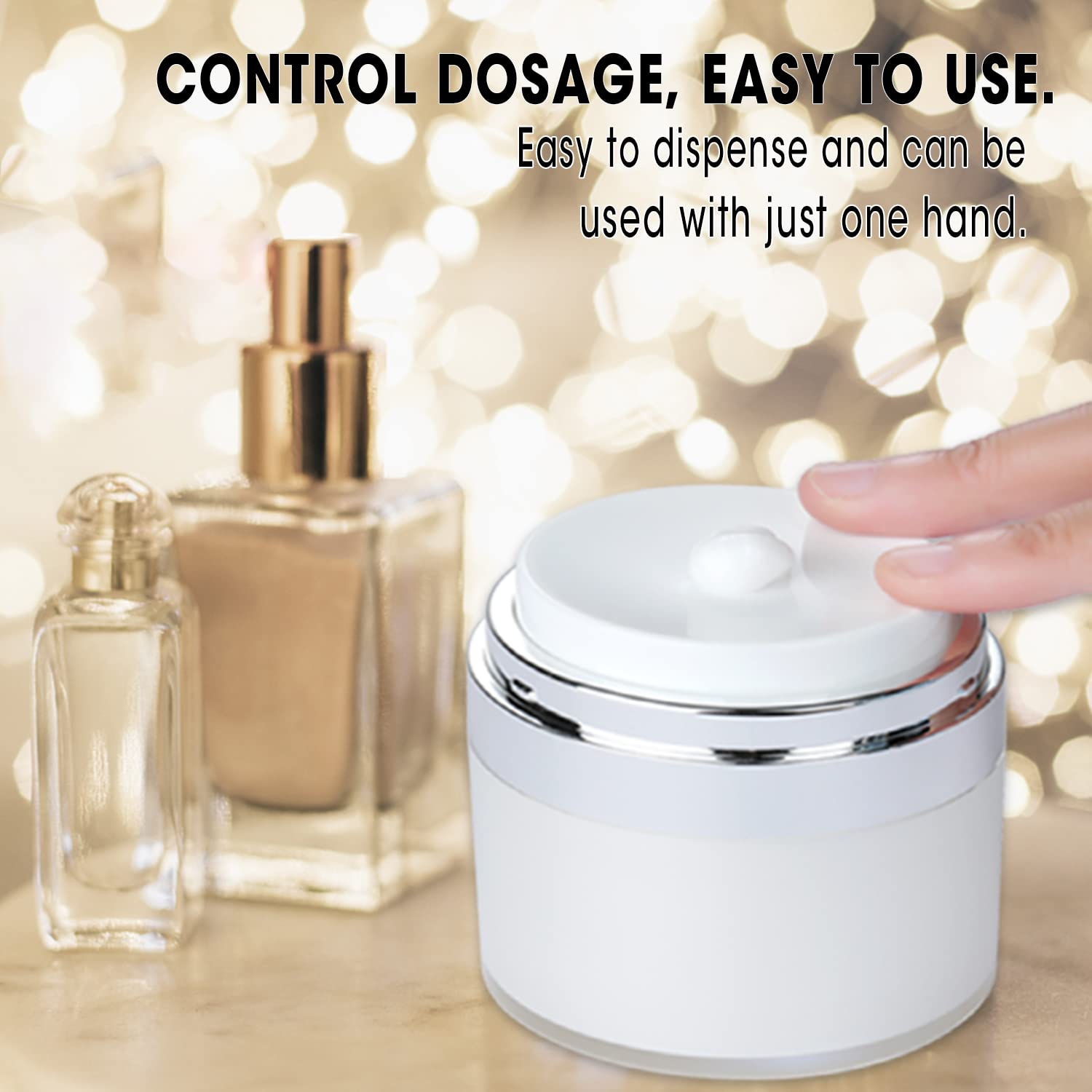 Airless Pump Jar, Airless Pump Bottles, Drunk Elephant Container, 1.7 oz Moisturizer Container Used for Lotions, Creams, Serums, And Makeup, Travel Containers Push Down Pump Dispenser