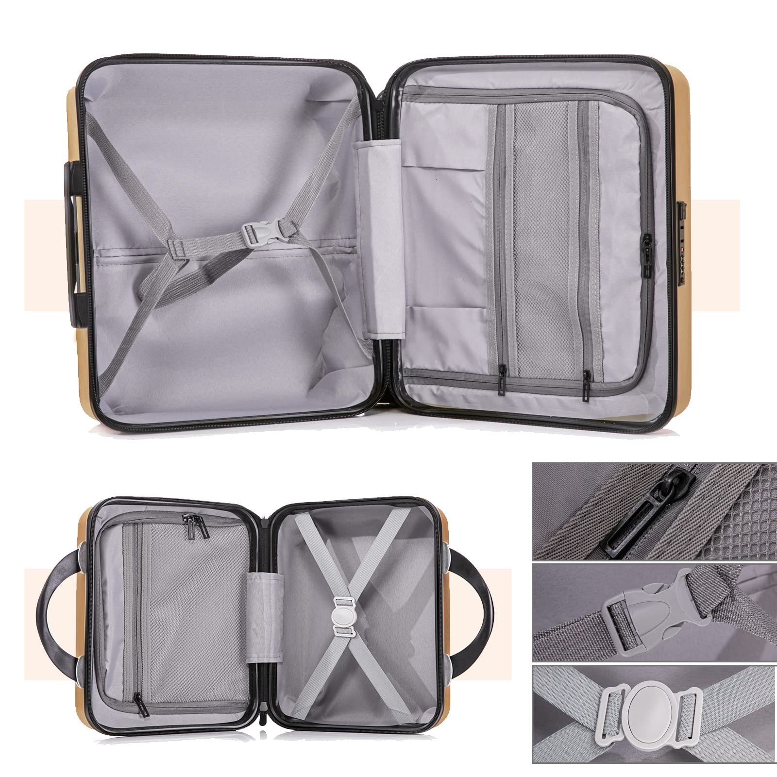 Apelila 4PC Luggage Sets -Carry On Luggage Hardshell Luggage Sets Carry On Spinner Luggage Traveling Suitcase