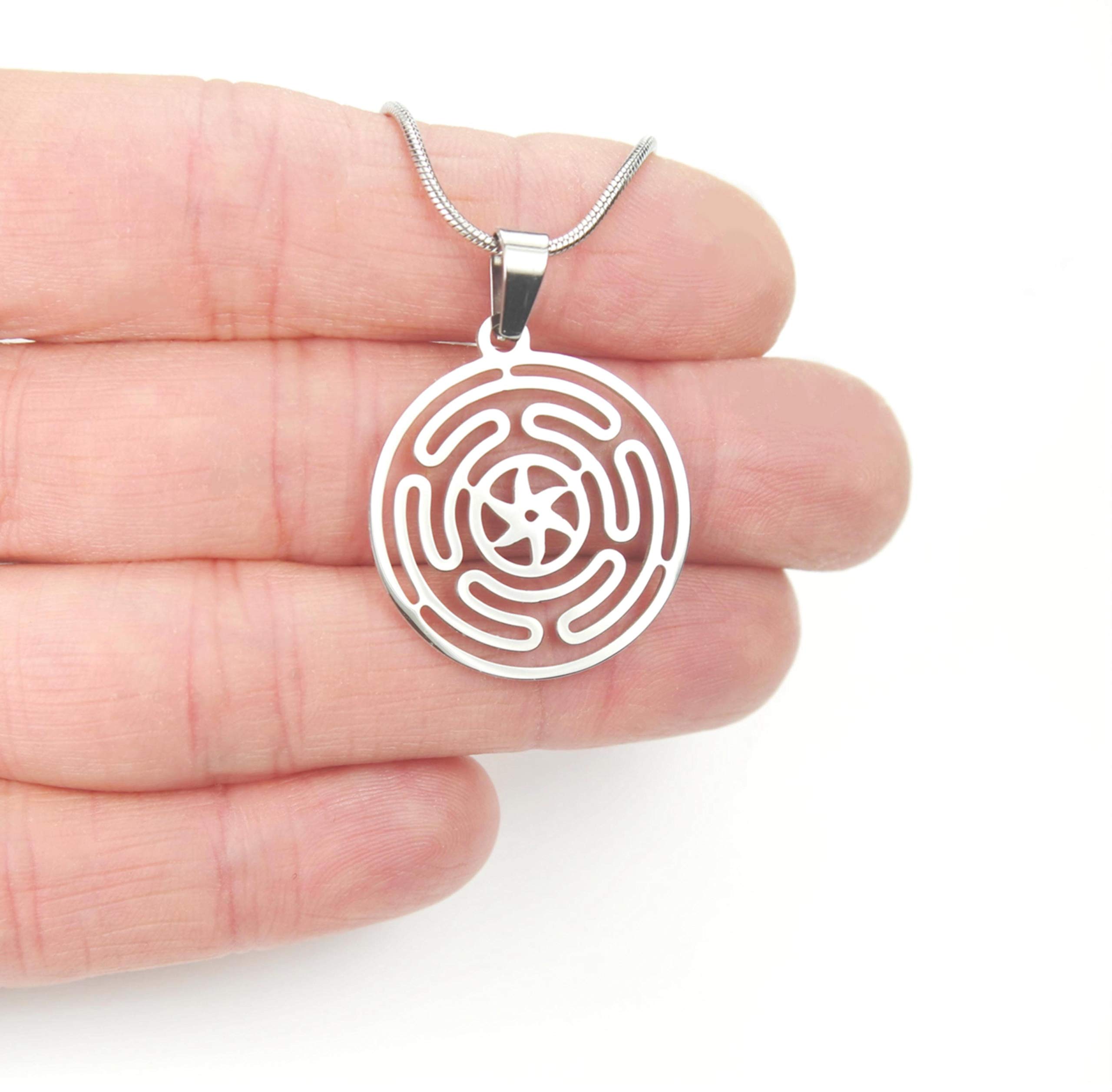 Ann Claridge Wheel of Hecate Necklace, 20" Snake Chain and 25mm Strophalos of Hekate Pendant