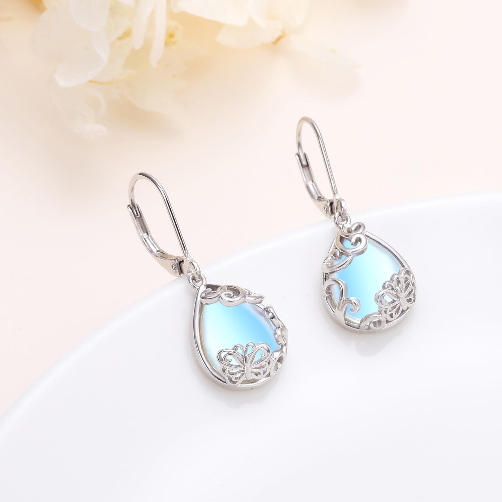 925 Sterling Silver Teardrop Earrings Leverback Dangle Drop Earrings for Women Jewelry Gifts for Mother's Day
