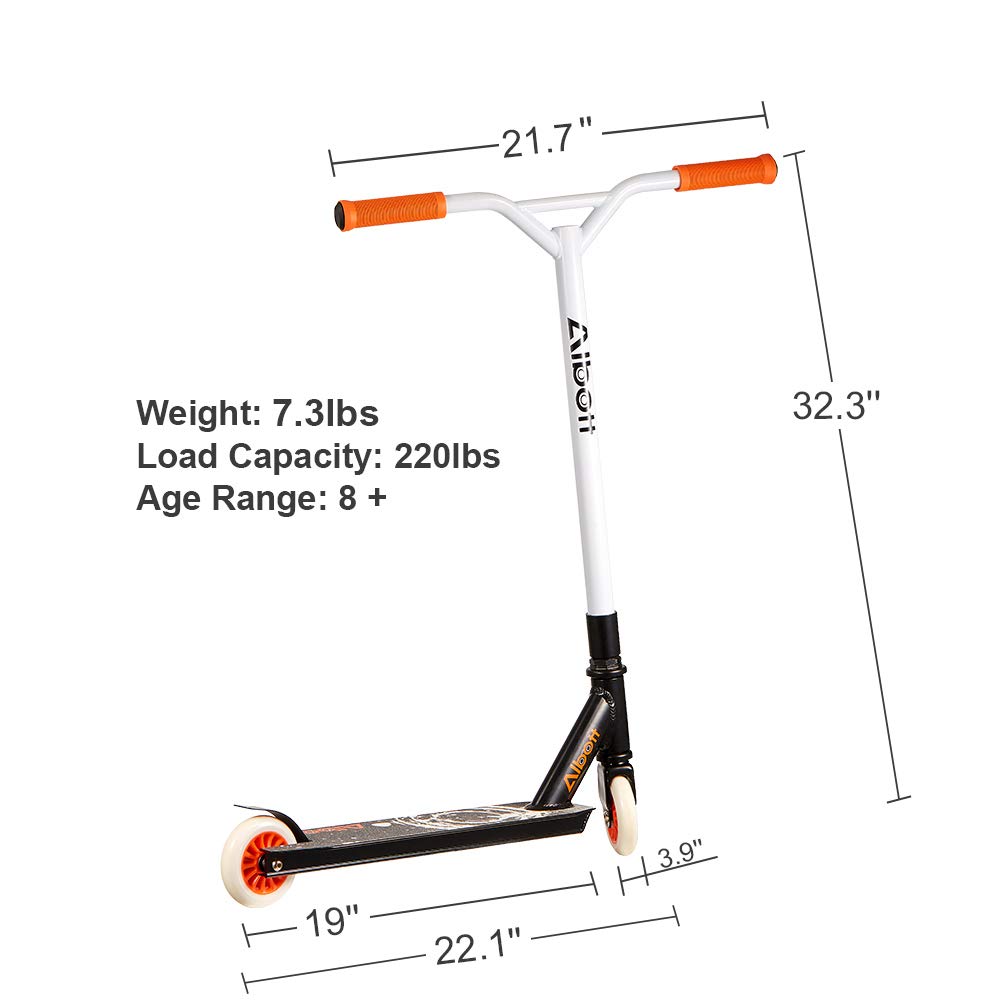 Albott Pro Scooters Stunt Scooter - Complete Trick Scooters Beginner Freestyle Sports Kick Scooter with Fixed Bar Scooter for 8 Years and Up,Teens,Adults (Orange)