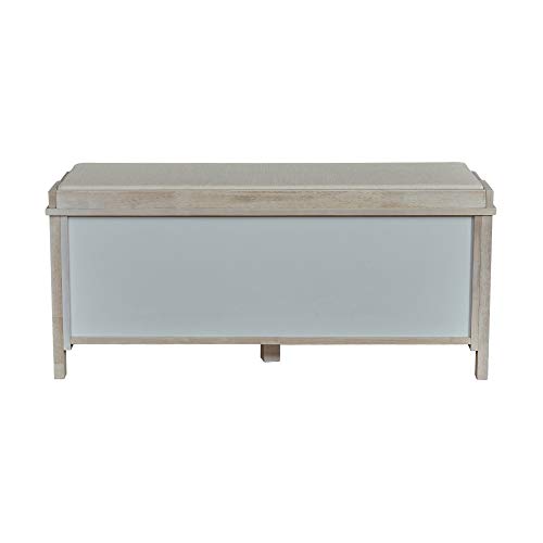 Amazon Brand β Ravenna Home Classic Solid Pine Storage Bench, 46.5"W, White Wash Finish