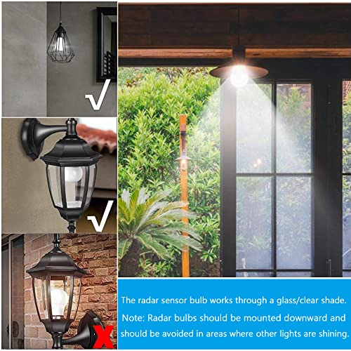 Ajuns Motion Sensor Light Bulbs 10W (100W Equivalent) Motion Activated Dusk to Dawn LED Bulb, Cool White 6000K Outdoor Indoor Sensor Security Light Bulbs, E26 Base, 2Pack