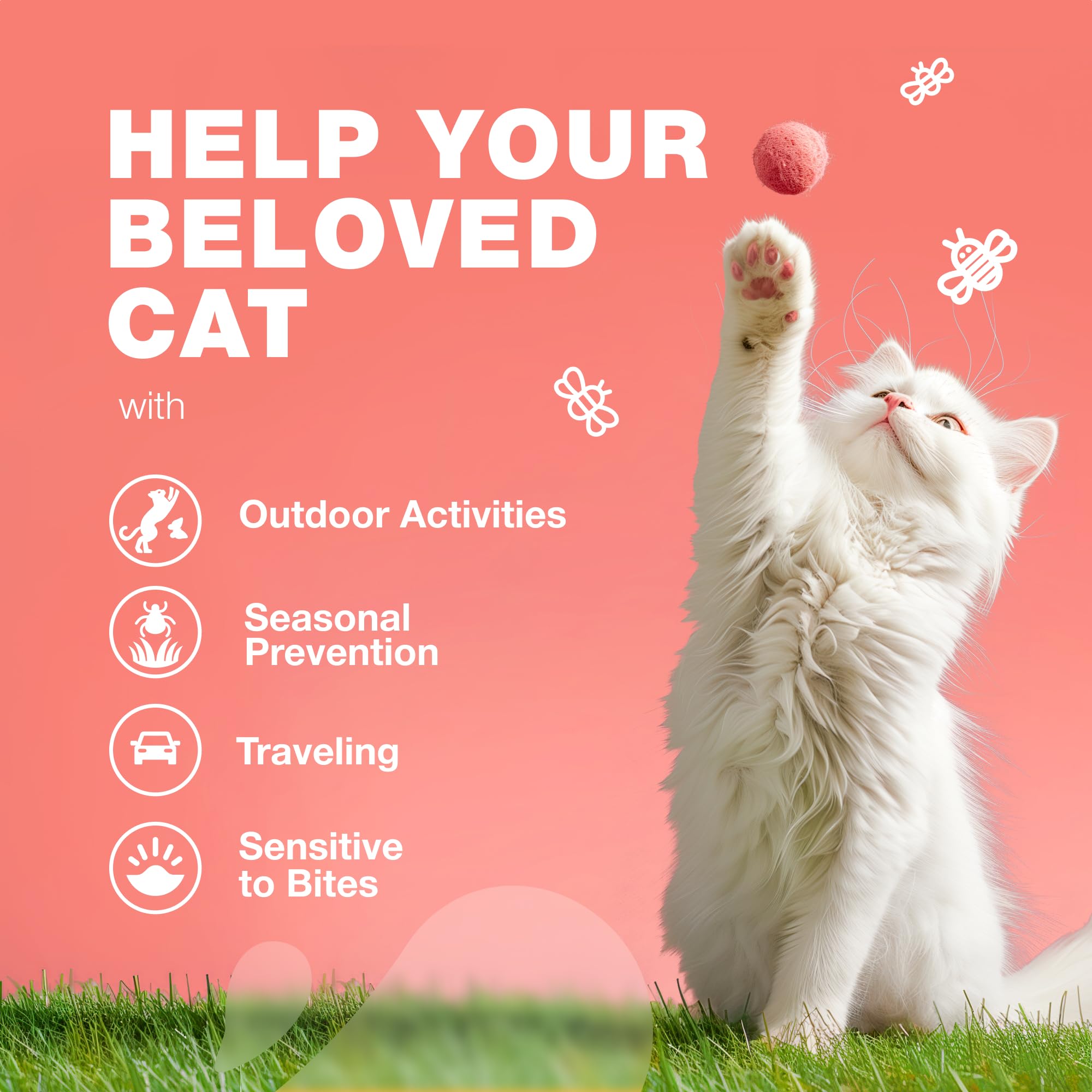 Cat Support Chews, Cat Soft Chews Supplement - Vitamins B Blend - Overall Health Maintenance - Flea Support for All Breeds, Cat Chewables