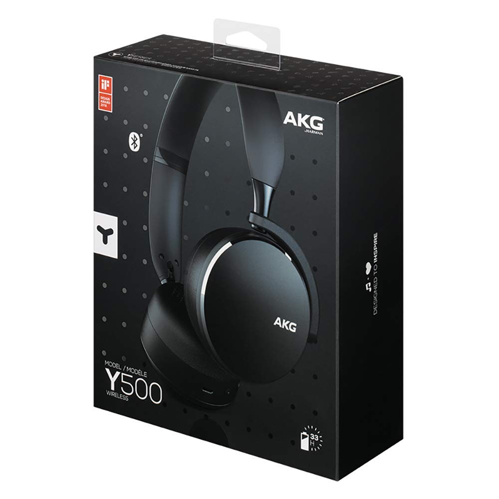 AKG Y500 On-Ear Foldable Wireless Bluetooth Headphones- Blue (US Version) (Renewed)