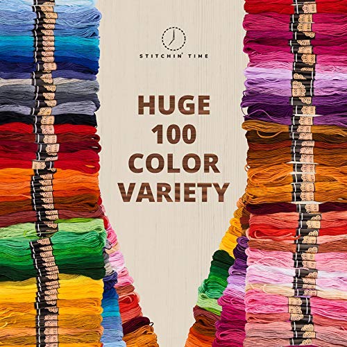 Embroidery Kit for Kids and Adults - Complete 160-piece Crossstitching Kits for Beginners - Fun Interactive Embroidery Family Kit with 100 Embroidery Thread Colors, Pendant Hoops and Tool Bag