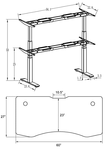 ApexDesk K Series 60" Electric Height Adjustable Standing Desk with Curved Top and Memory Preset Controller (Black Top)