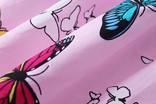 SMILING PINKER Little Girl Dresses Summer Butterfly Kids Toddler Cotton Sundress (Pink, 5 Years)