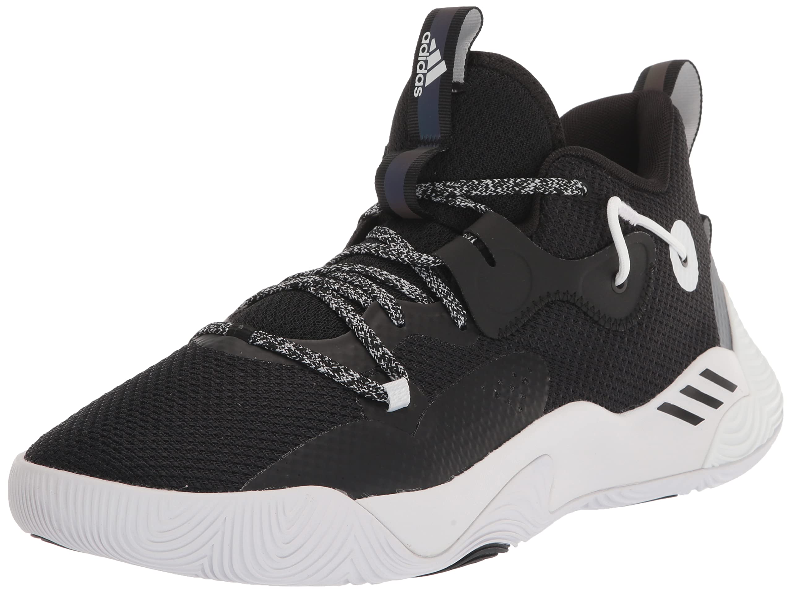 adidas Unisex Harden Stepback 3 Basketball Shoe, Core Black/White/Core Black, 7.5 US Men